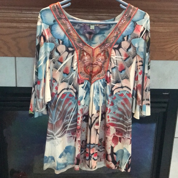 ONE WORLD | Tops | One World Bold Print Tunic Size Large | Poshmark